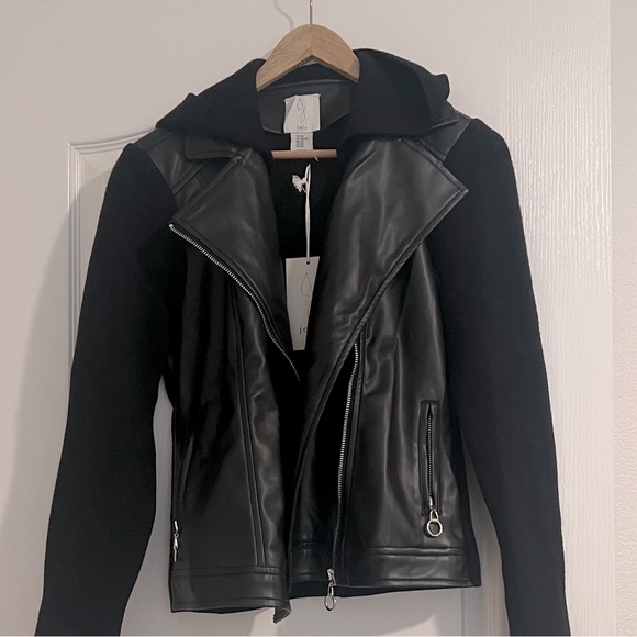 Joie | Jackets & Coats | Nwt Joie Black Faux Leather Jacket With Knit ...